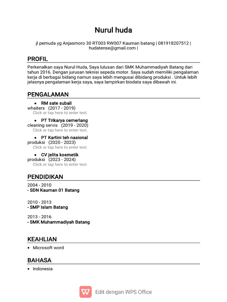 CV. Nurul Huda PDF | PDF
