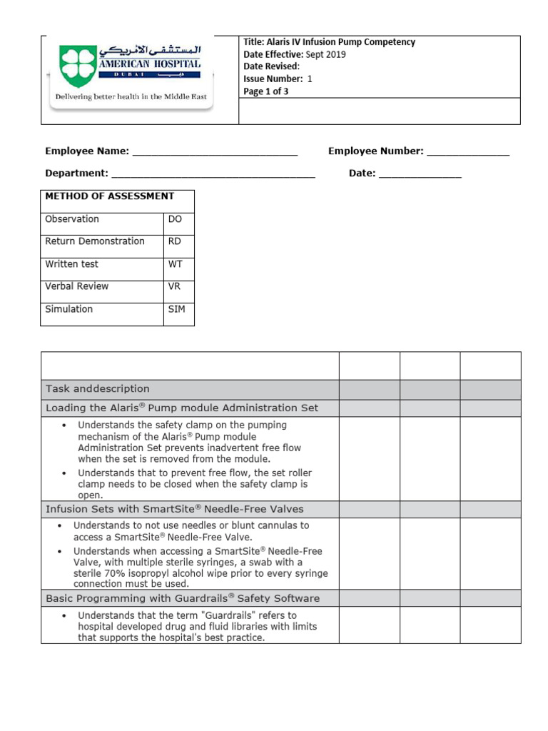 Alaris IV Infusion Pump Competency | PDF | Intravenous Therapy | Medicine
