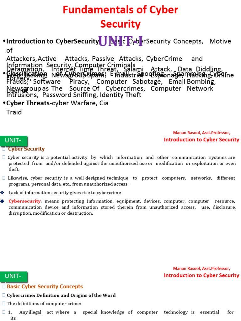 unit 1 | PDF | Cybercrime | Security