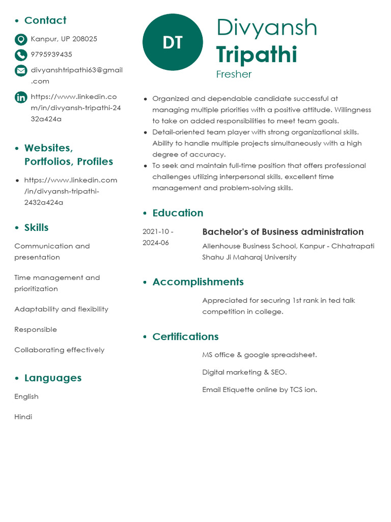 Divyansh's Resume | PDF