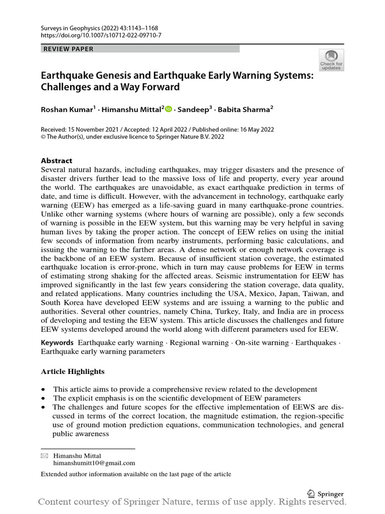 Earthquake Genesis and Earthquake Early Warning Sy | PDF | Moment ...