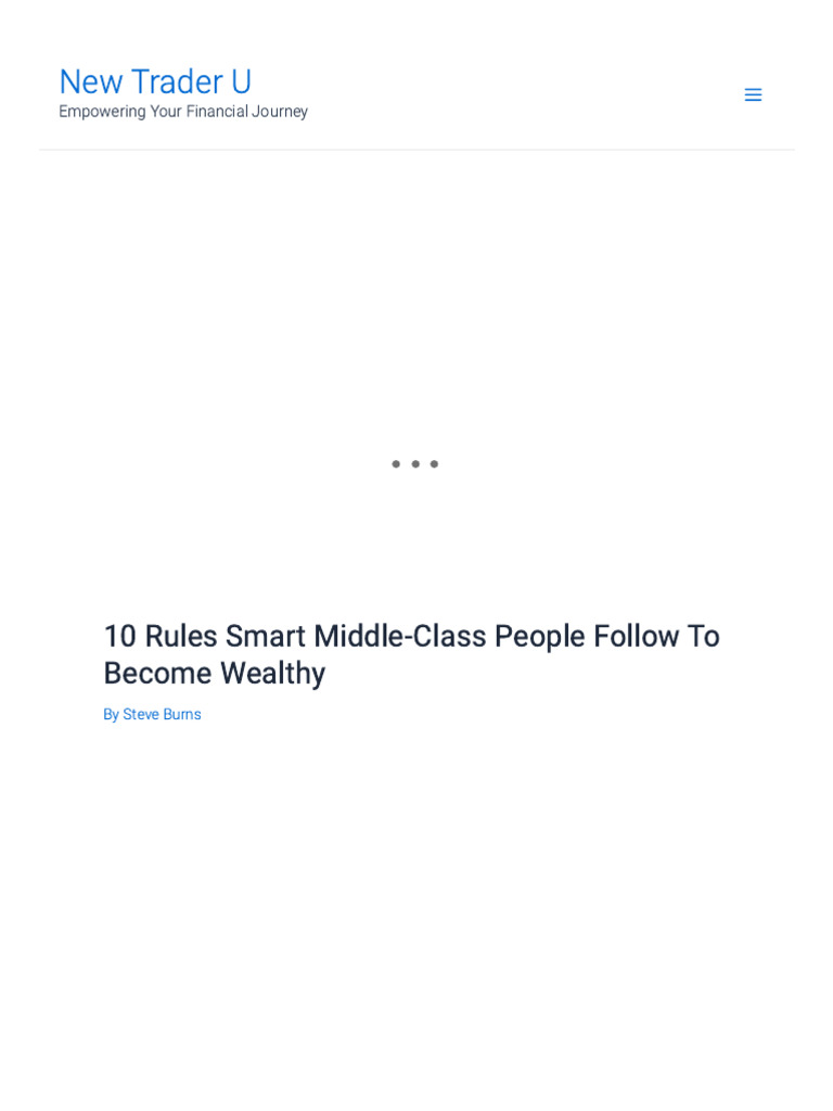 10 Rules Smart Middle-Class People Follow To Become Wealthy - New Trader U | PDF | Investing ...