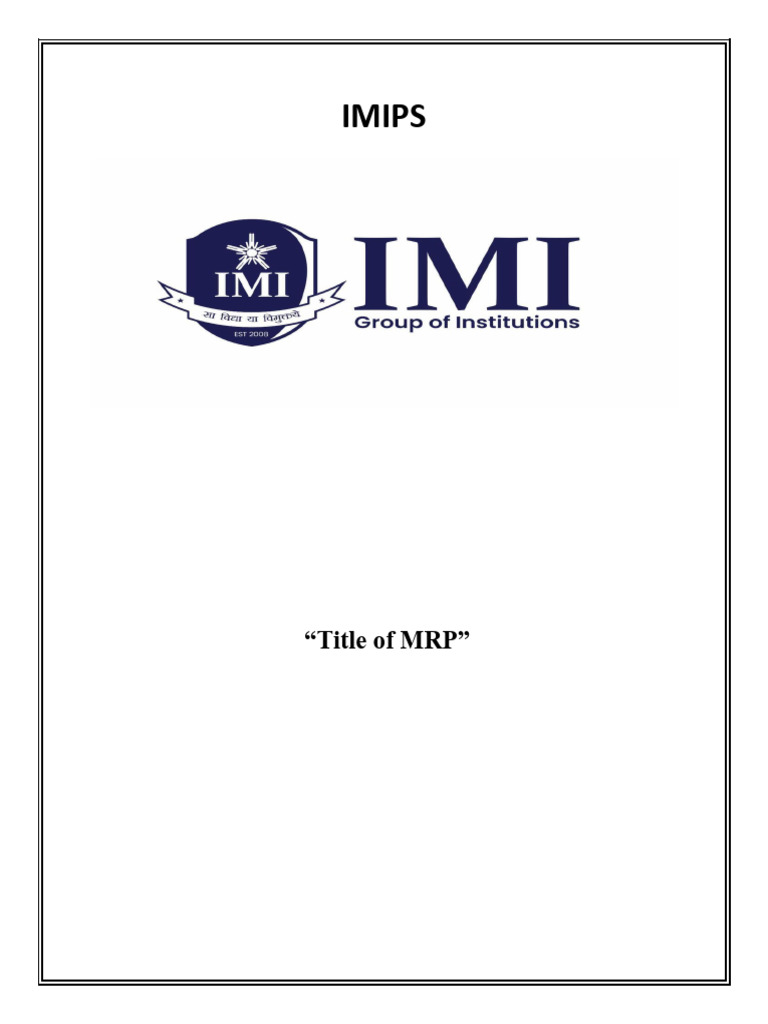 Front Pages and Certificate Sample MRP | PDF