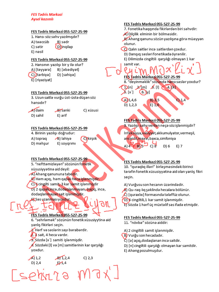 Aysel Kazımlı fonetika sınaq.docx1 | PDF