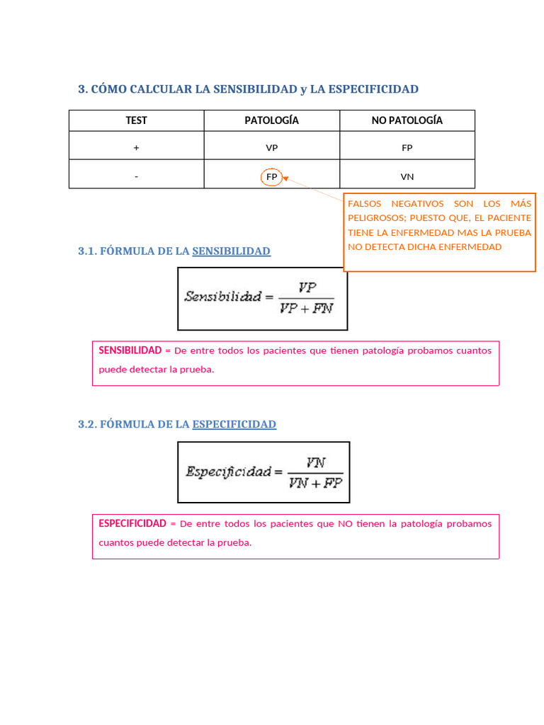 CÓMO CALCULAR LA SENSIBILIDAD y LA ESPECIFICIDAD | PDF | Sensibilidad y ...