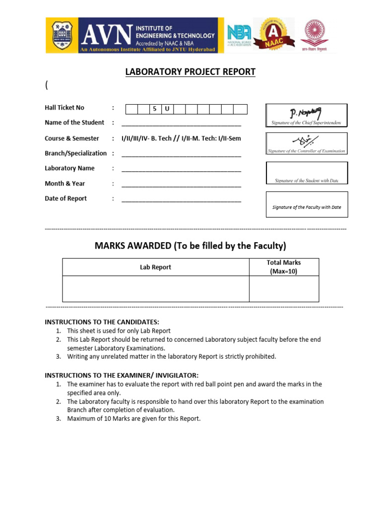 Laboratory Project Report Template | PDF