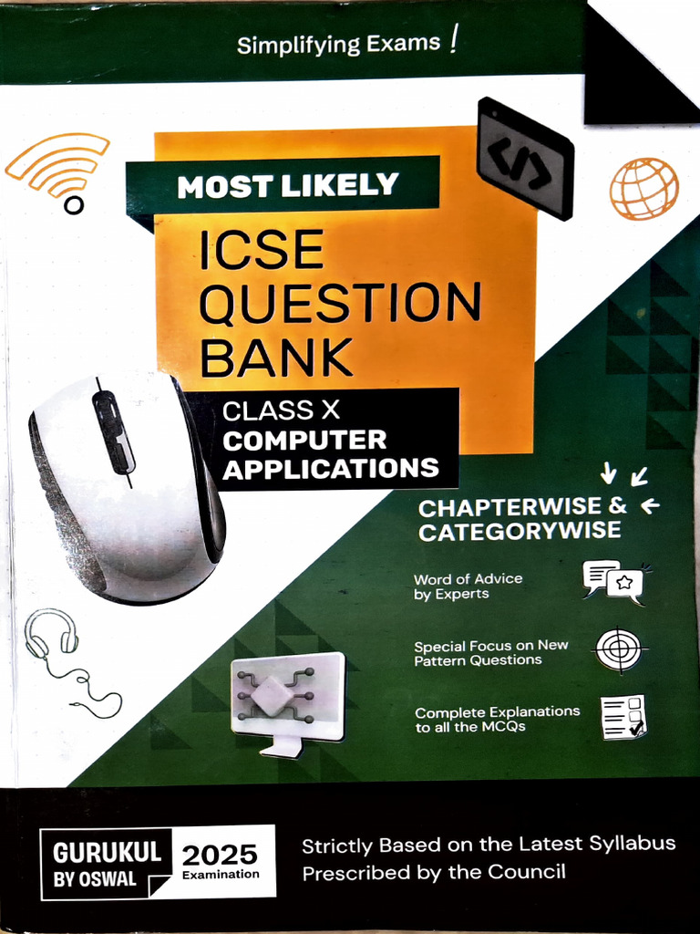 COMPUTER APPLICATION Most Likely ICSE Question Back Class 10th Computer Application Gurukul by ...