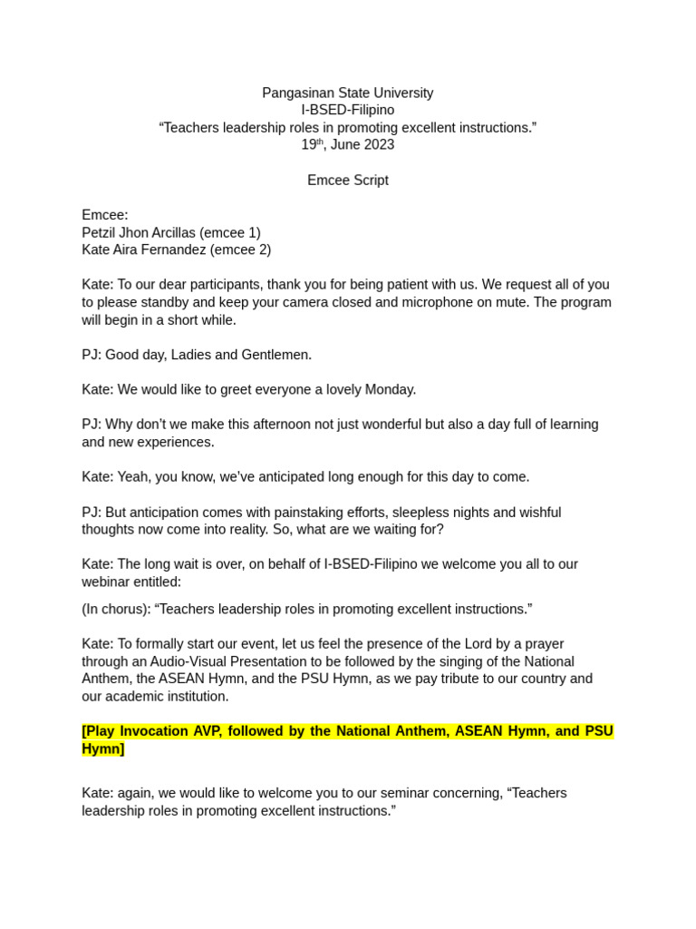 Teacher Leadership Webinar Script | PDF