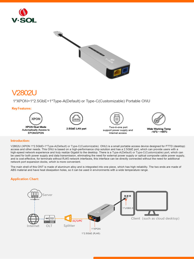 XPON-ONU-V2802U-Datasheet-V1.0-EN (1) | PDF | Computer Network ...