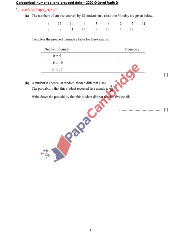 2020-Categorical-numerical-and-grouped-data-O-Level-4024 | PDF
