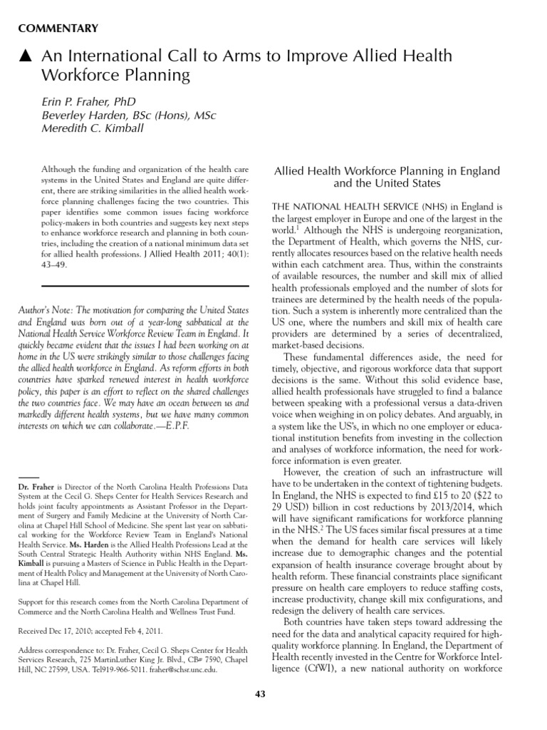 An International Call To Arms To Improve Allied Health Workforce ...