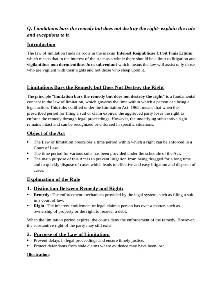 Limitation Act | PDF | Statute Of Limitations | Lawsuit
