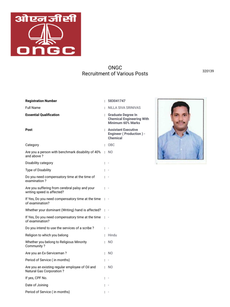 ONGC Applicat | PDF