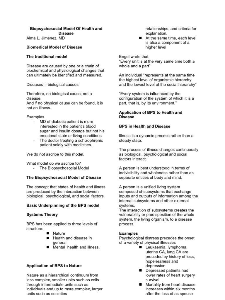 Biopsychosocial Model Overview | PDF | Stress (Biology) | System