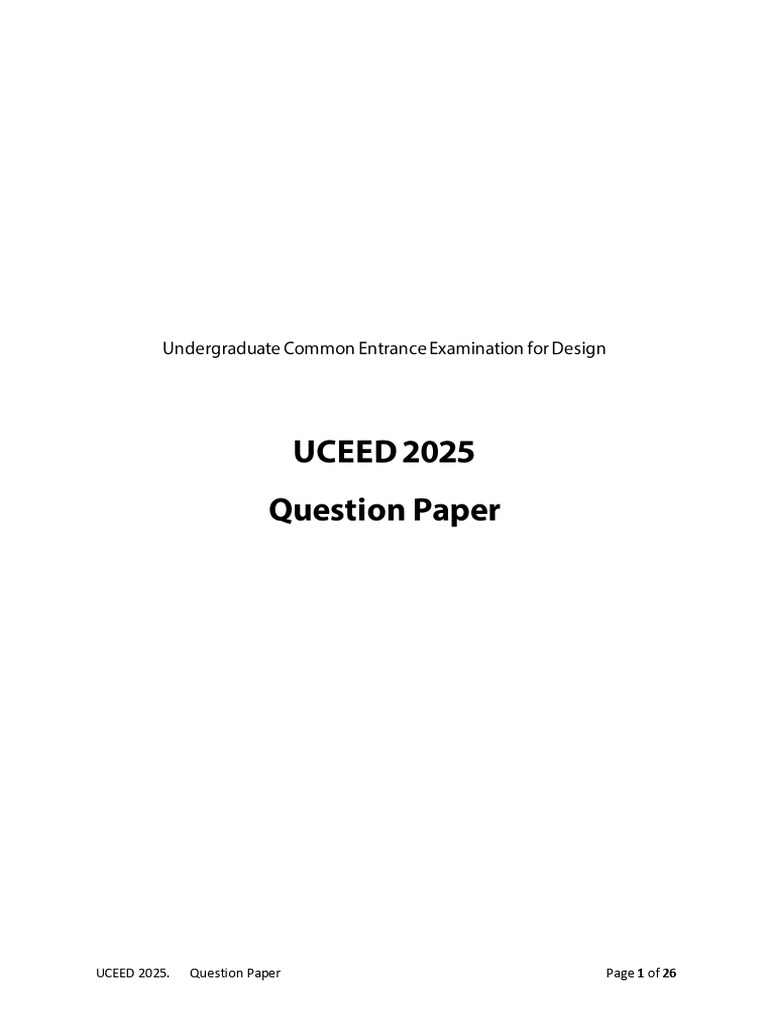 UCEED 2025 Question Paper | PDF | Camera