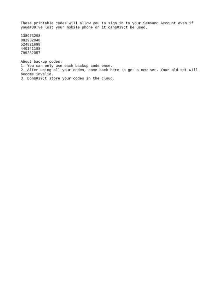 Backup Codes | PDF