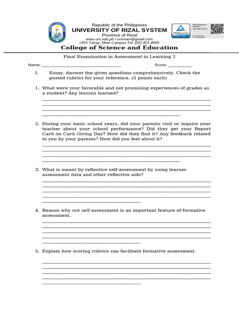 Buena, Marian U. - Ed 6 Final Exam 2022-2023 | PDF | Evaluation | Teaching