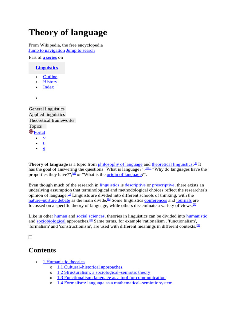 Language Theory Overview and Approaches | PDF | Linguistics | Human ...