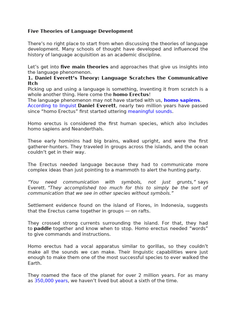 Five Theories of Language Development | PDF | Language Acquisition ...