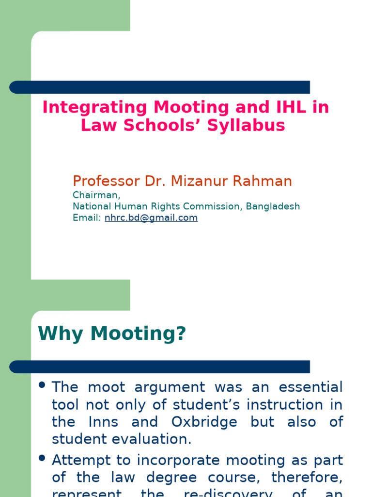 Mooting in Law Curricula | PDF | Mootness | International Humanitarian Law