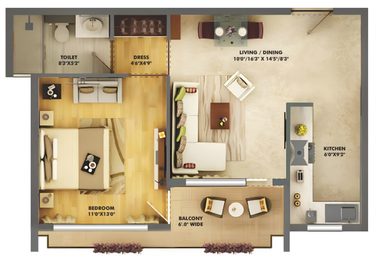 1 BEDROOM APARTMENT LAYOUT | PDF