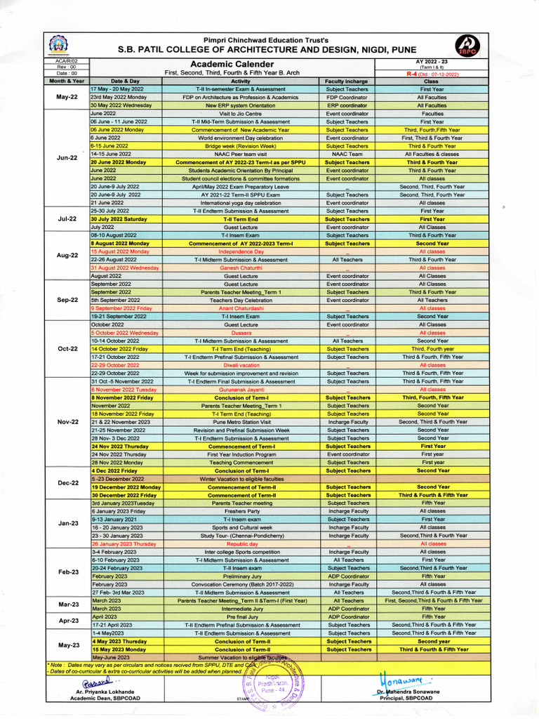 Academic Calendar R4 | PDF