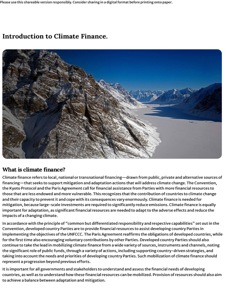 Understanding Climate Finance Mechanisms | PDF | United Nations Framework Convention On Climate ...