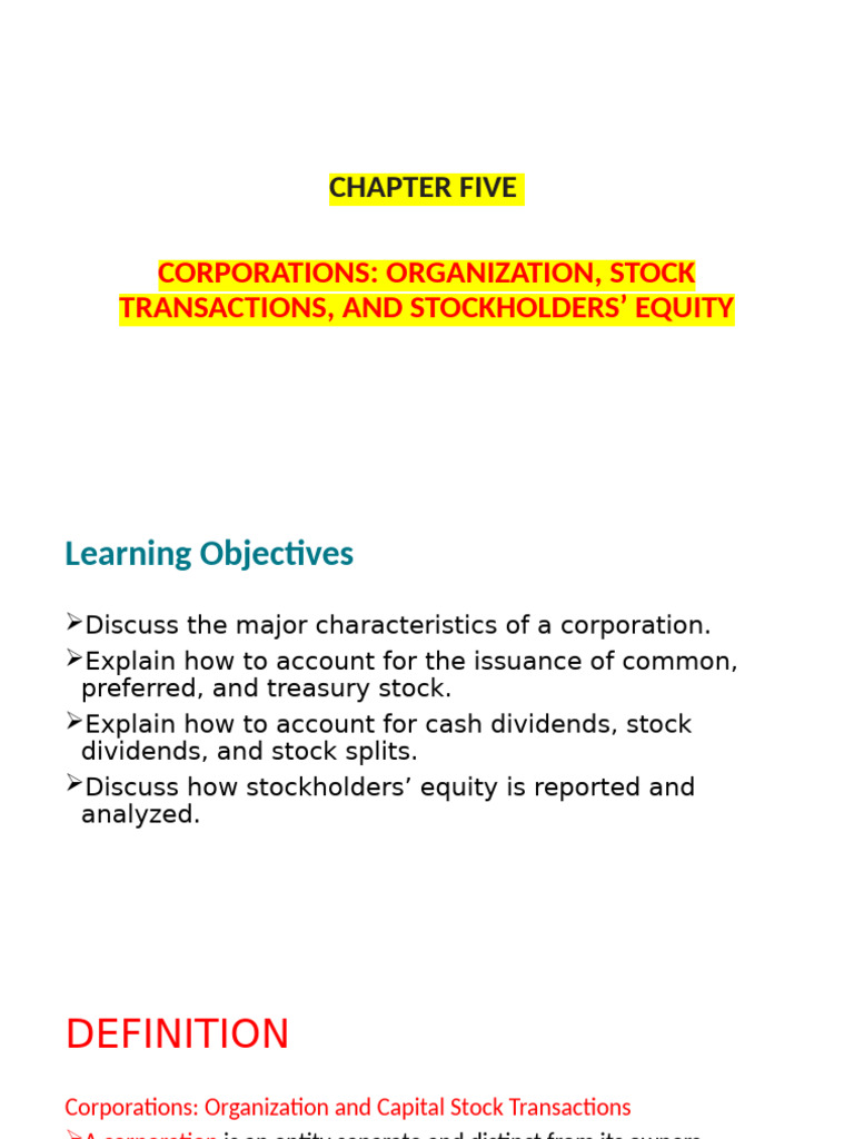 Chapter Five Corporations Revised .Docx-4 | PDF | Dividend | Stocks