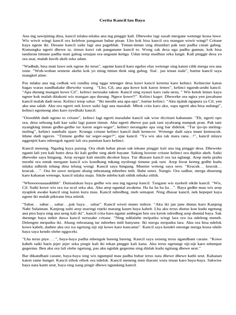 Cerita Kancil Lan Baya | PDF