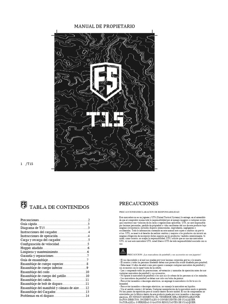 MANUAL FS T15 Español - PDF Versión 1 | PDF | Revista (armas de fuego ...