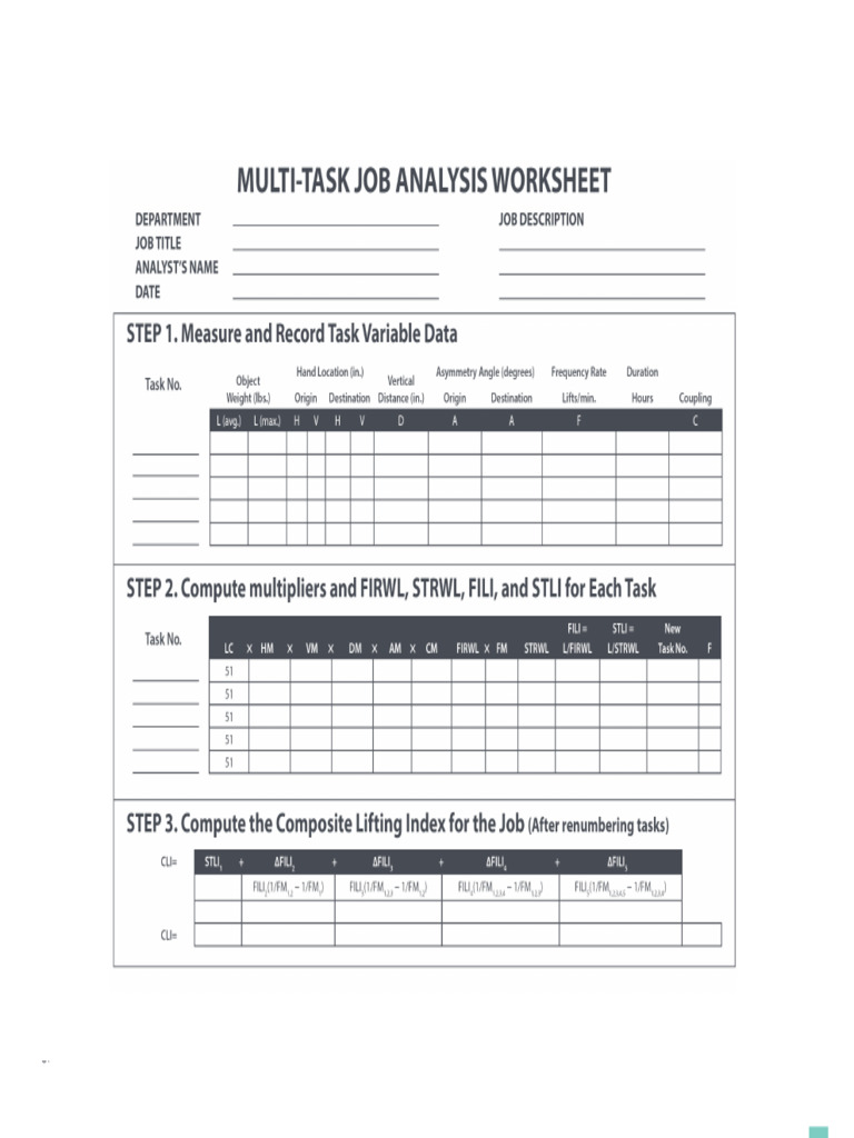 Multitask job worksheet (1) | PDF
