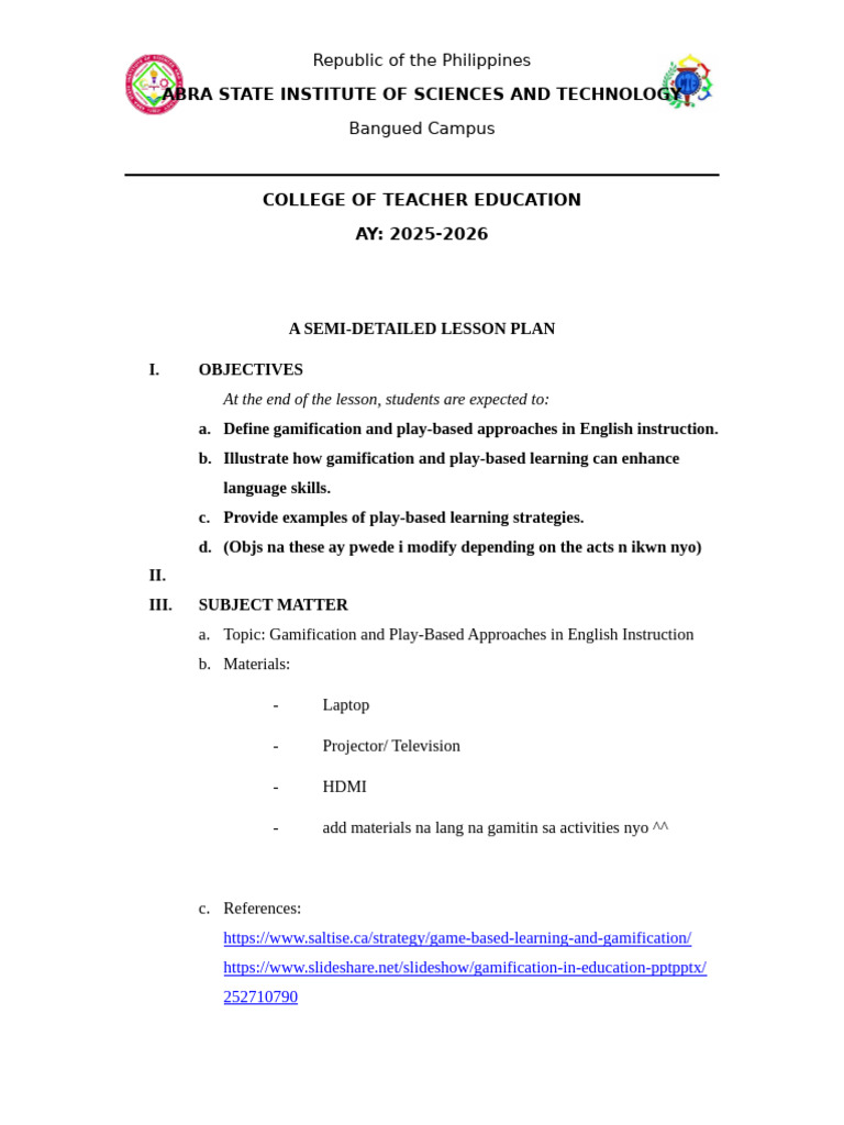 Gamification in English Teaching Plan | PDF | Lesson Plan | Behavior Modification