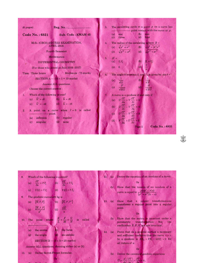 Diff Geometry April 2018 | PDF