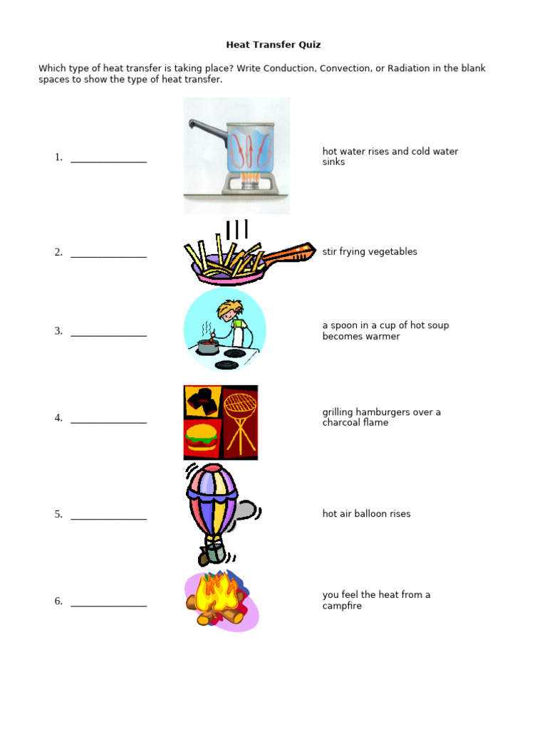 Heat Transfer Types Quiz | PDF | Convection | Grilling