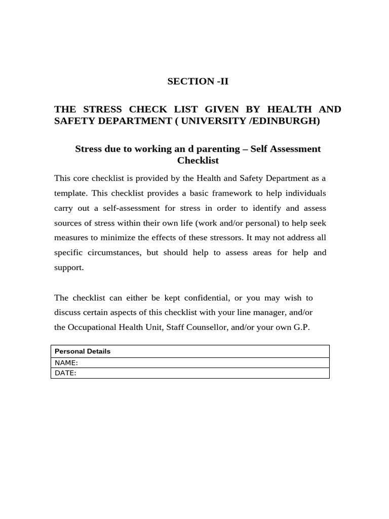 Stress Check List For Prathuysha Another-1 | PDF | Stress (Biology ...
