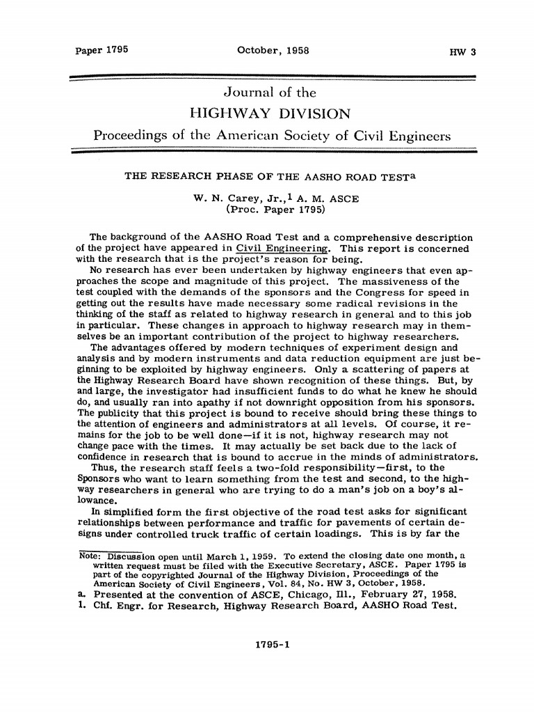 The Research Phase Of The Aasho Road Test Pdf Experiment Road