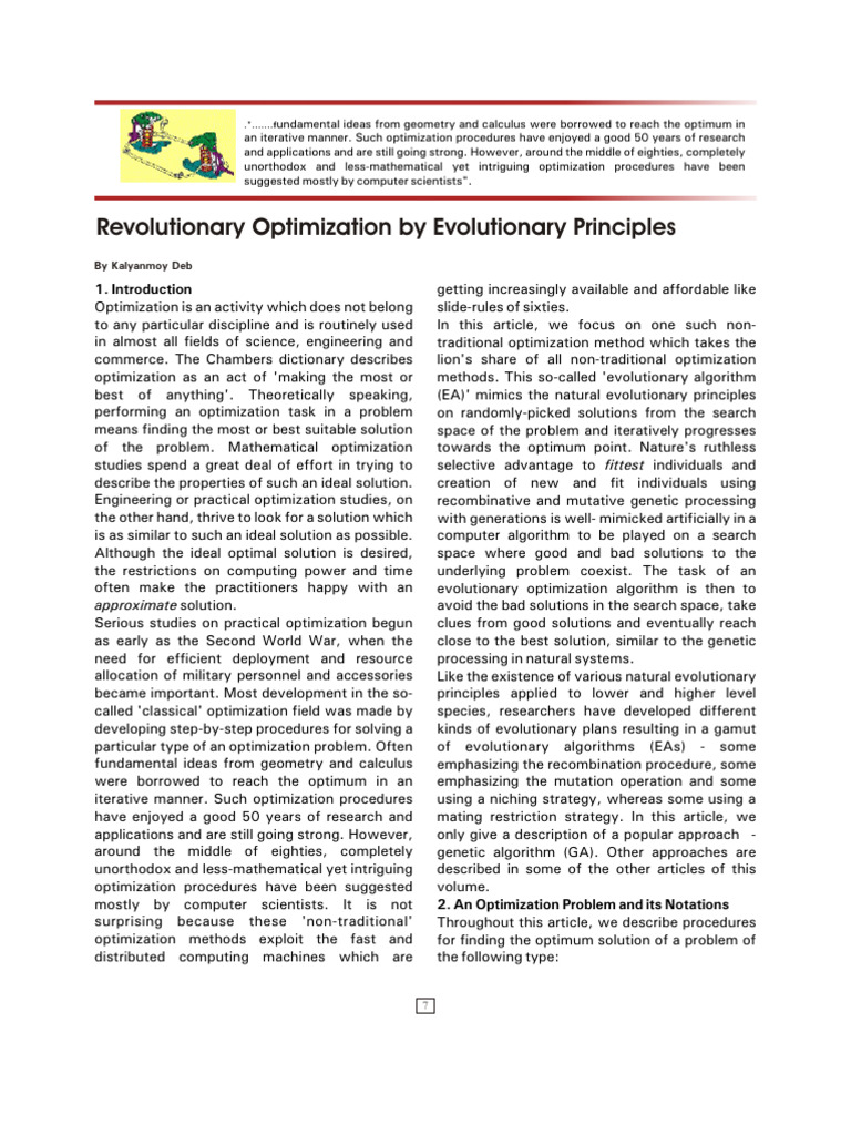 deb~new | PDF | Mathematical Optimization | Genetic Algorithm
