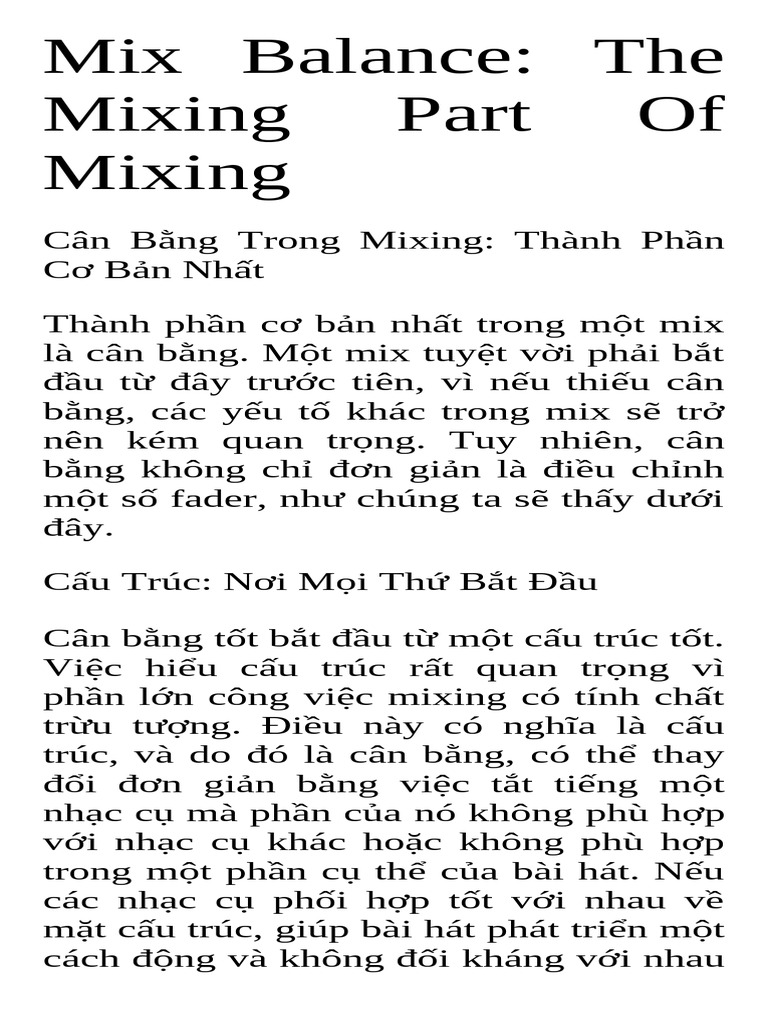 The Mixing Engineer Handbook 1 Mix Balance | PDF