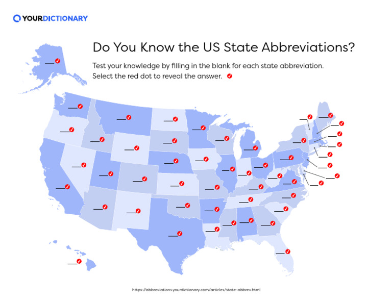 US State Abbreviations Quiz | PDF
