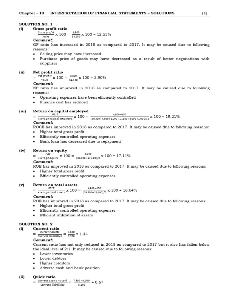 Chap 10 - Ratio Analysis (Solutions) | PDF | Debt | Equity (Finance)
