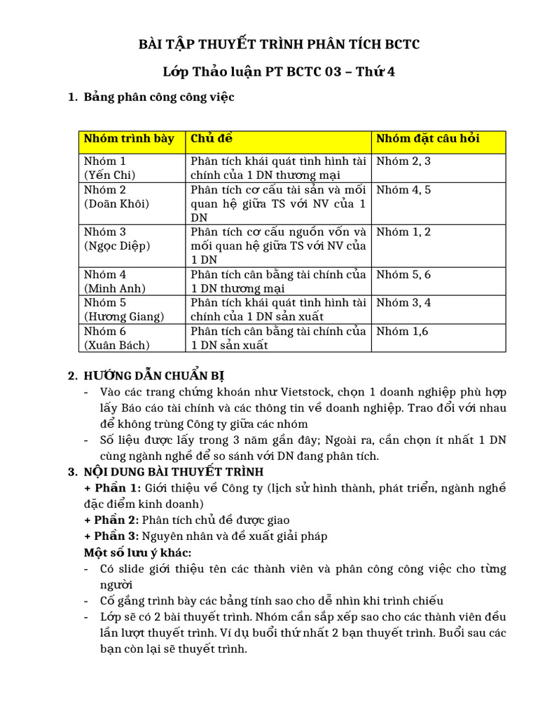 THUYẾT TRÌNH PT BCTC | PDF