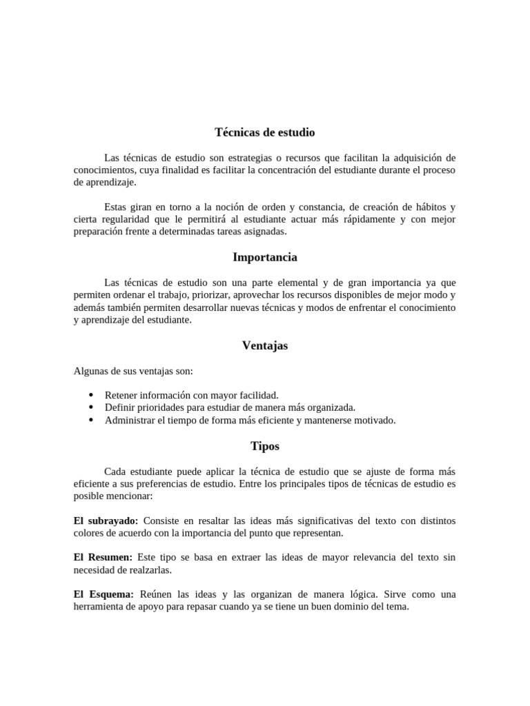 Técnicas de Estudio y Doc - Introduccion A Las Tecnicas de Estudio y Documentacion | PDF ...
