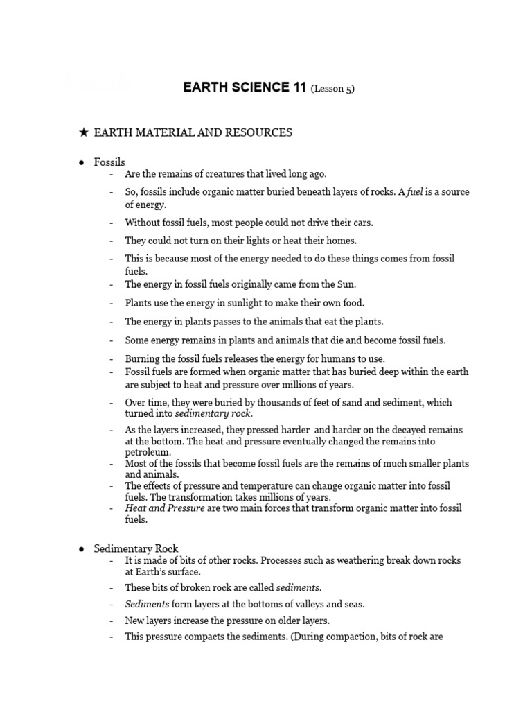 Earth Science: Fossils & Fuels | PDF | Sedimentary Rock | Rock (Geology)