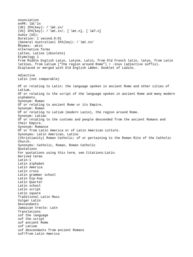Understanding Latin: Etymology and Usage | PDF | Latin | English Language