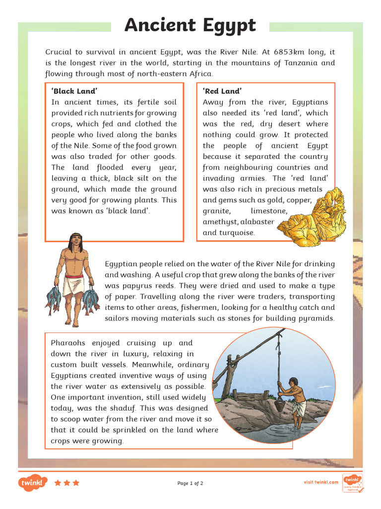 Survival in Ancient Egypt Differentiated Reading Comprehension Activity ...