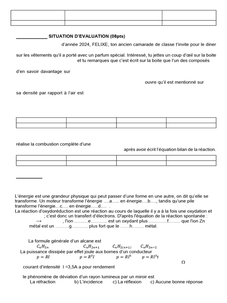 Hydrocarbure saturé en chimie | PDF | Réaction d'oxydoréduction ...