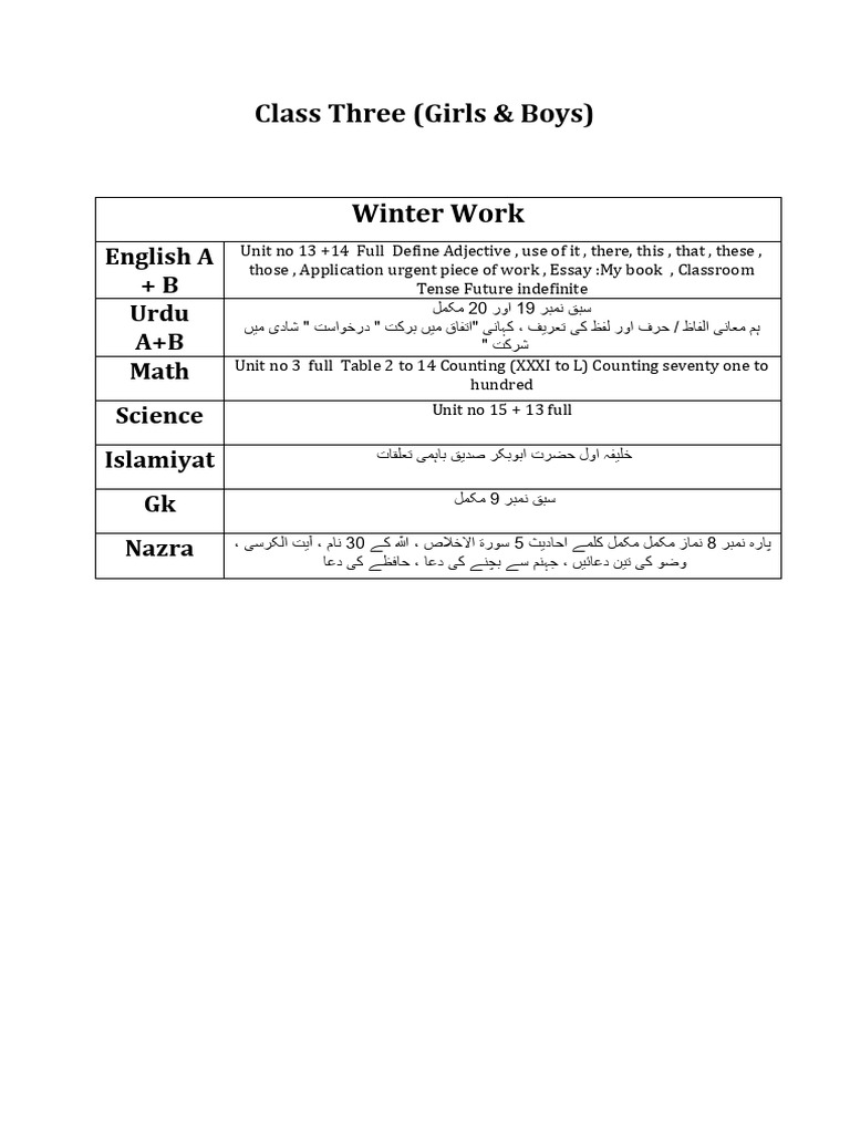 Winter Vacation Work | PDF