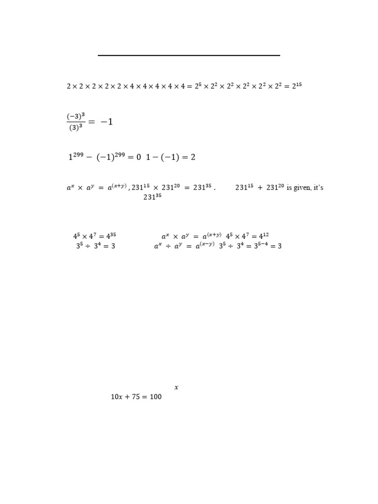Exponents and Linear Equations Guide | PDF