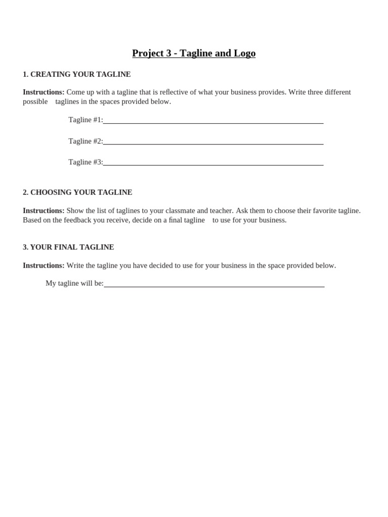 Project 3 - Tagline and Logo | PDF