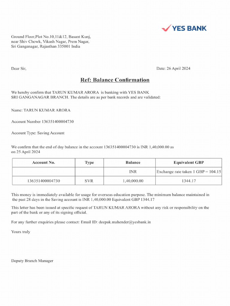 BC Yes Bank | PDF